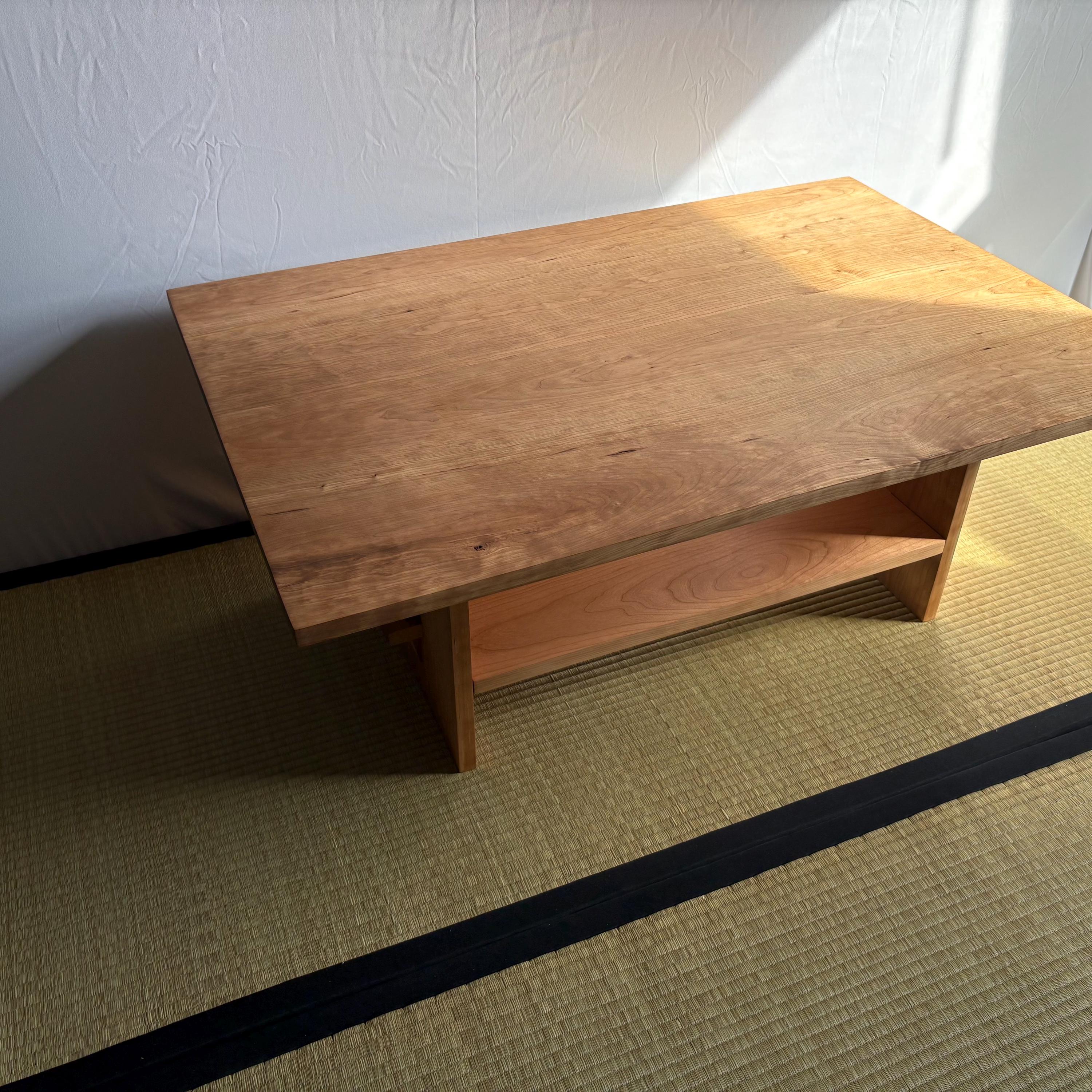 Japanese Solid Wood Coffee Table With Shelf - Etsy