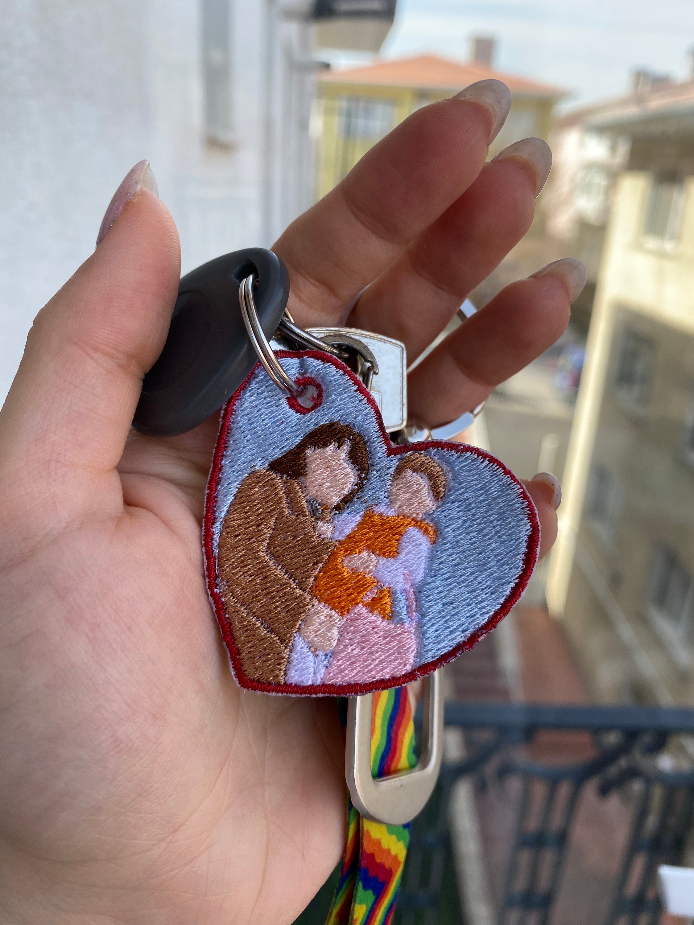 Personalized Embroidered Keychain, Custom Gift for Mother's Day, Embroidered Photo Keychain ...