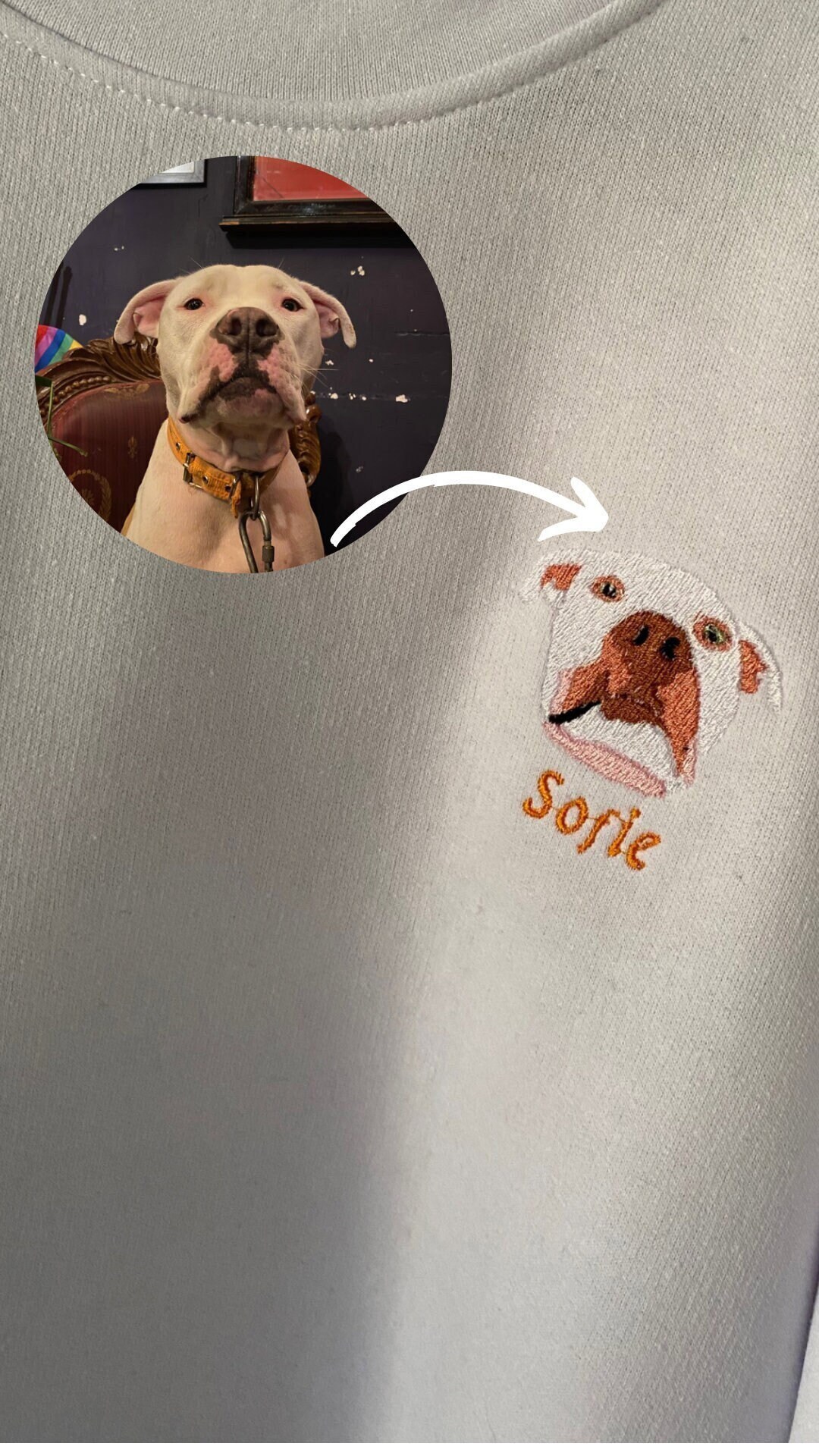 Custom Pet Embroidered Portrait Sweatshirt, Custom Gift, Personalized ...
