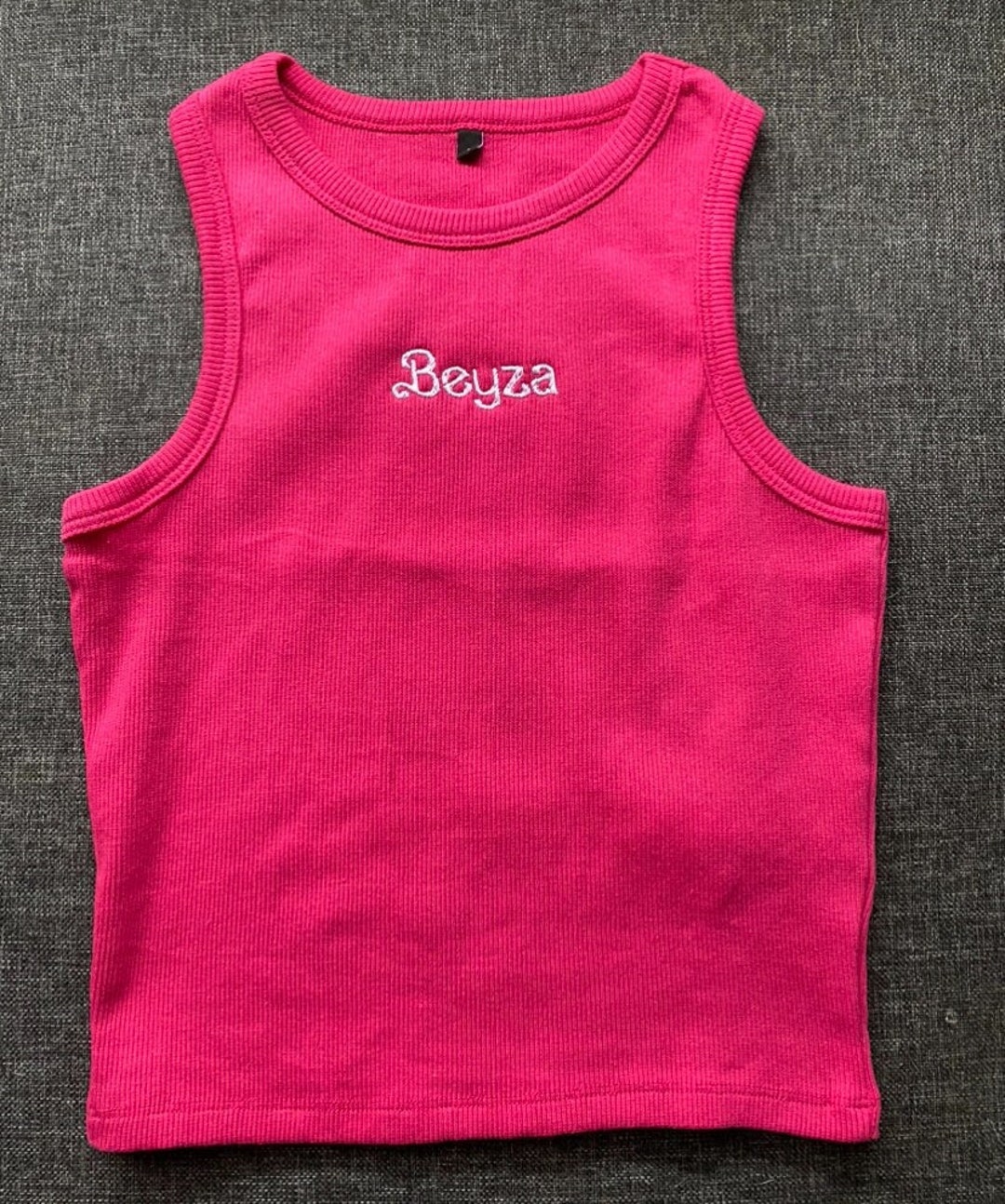 Custom Barbie Font Name Tank Top, Embroidered Custom Name Crop Top ...