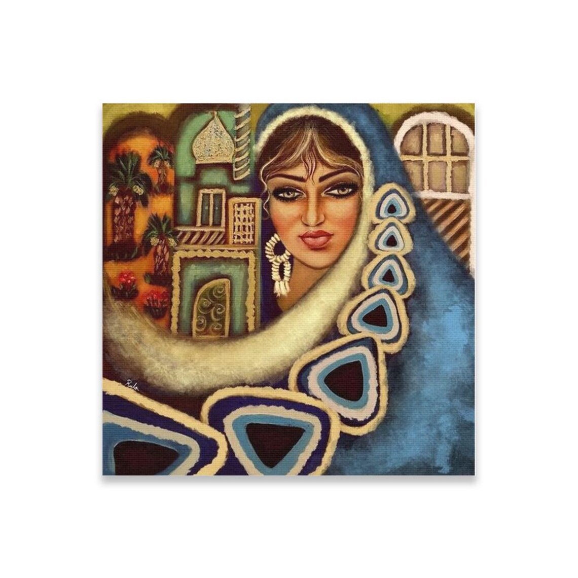 Iraqi Woman Art Print, Traditional Arab Woman Art, Arab Portrait Wall ...