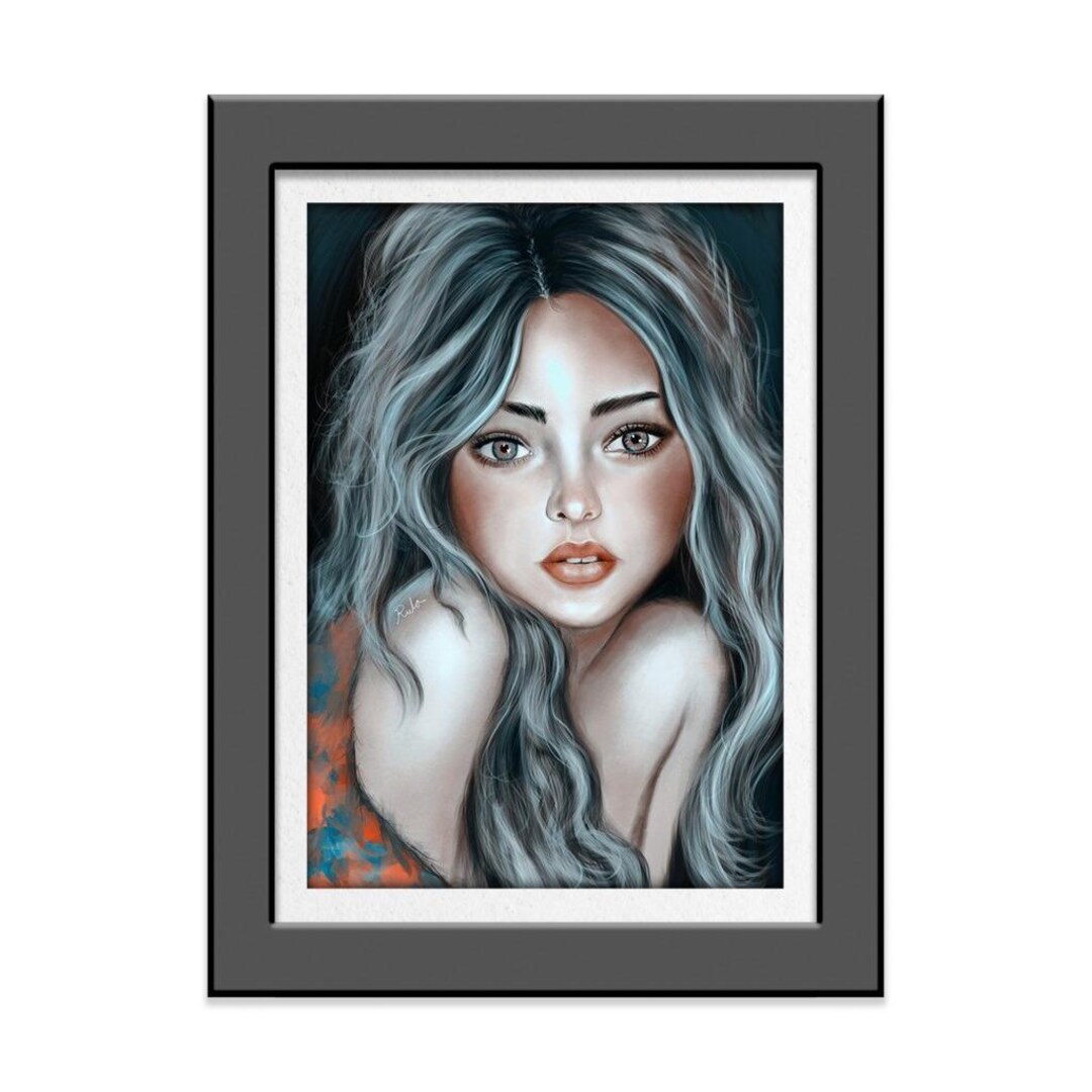 Framed Cute Girl Poster, Framed Art Print, Wall Art, Poster Portrait ...
