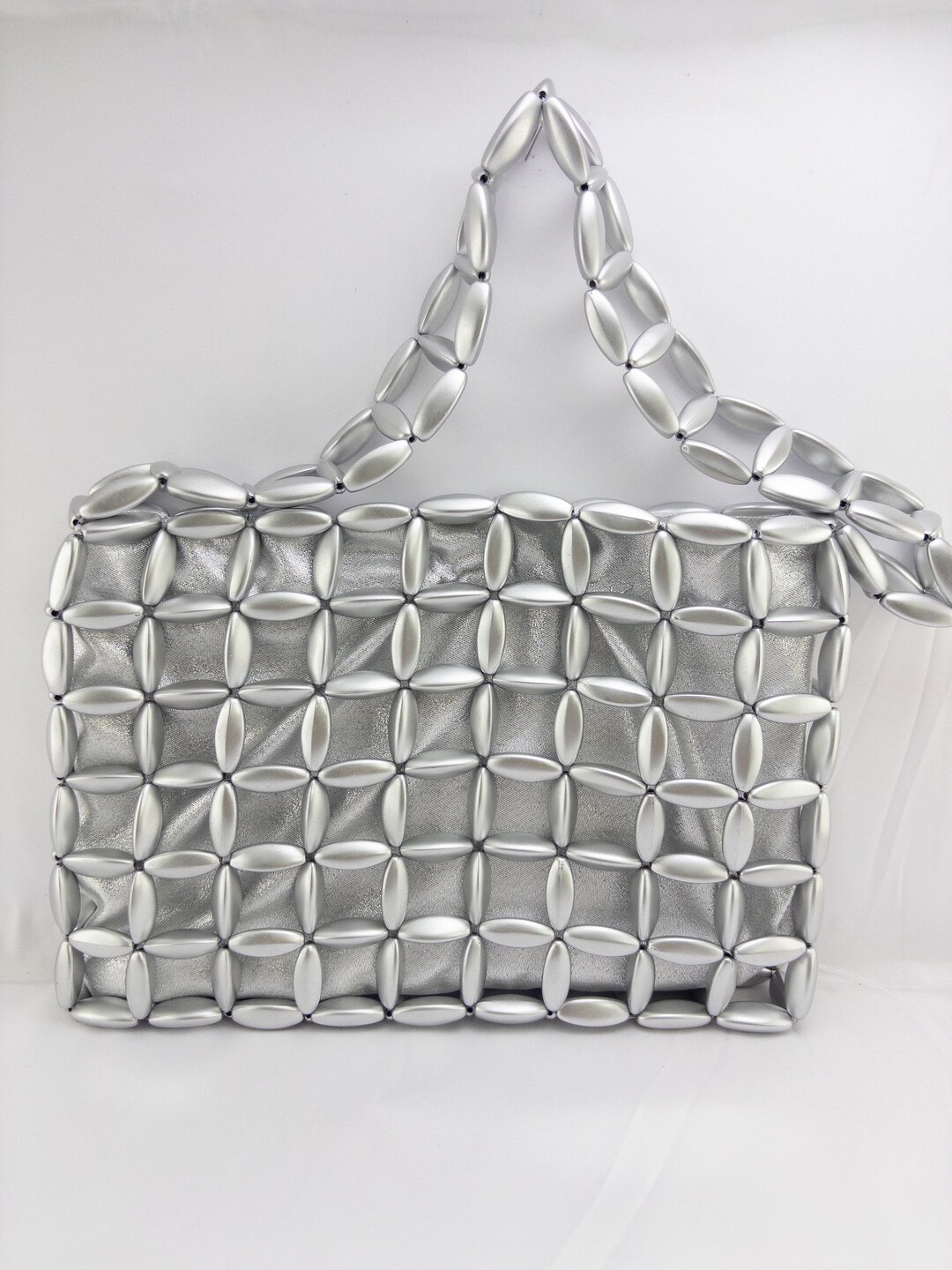 Silver Bead Bag, Silver Evening Clutch, Rhinestones Evening Clutch Bag ...