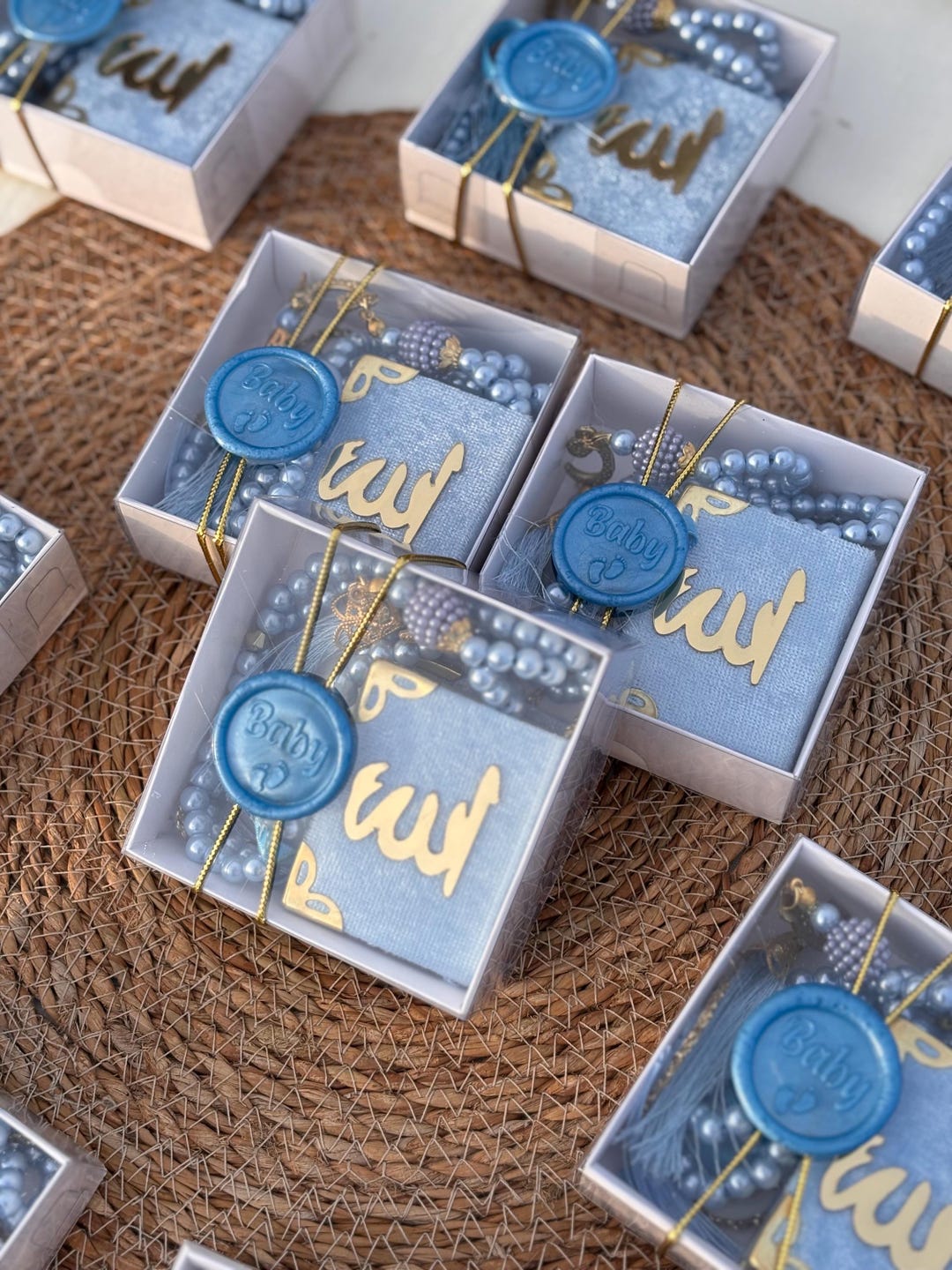 Islamic Baby Shower Favors, Personalized Velvet Mini Quran & Tasbeeh ...