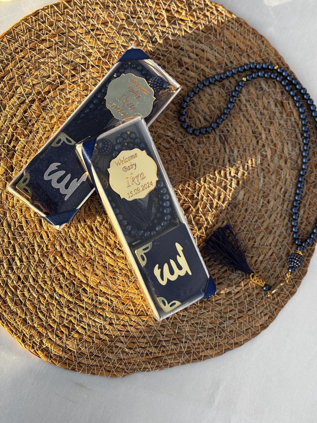 Custom Velvet Mini Quran With Pearl Tasbeeh Gift Set, Ideal Islamic ...