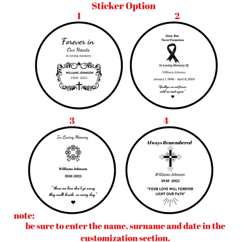 Personalized Grave Ornaments, Funeral Favors for Guests, Funeral Magnet ...