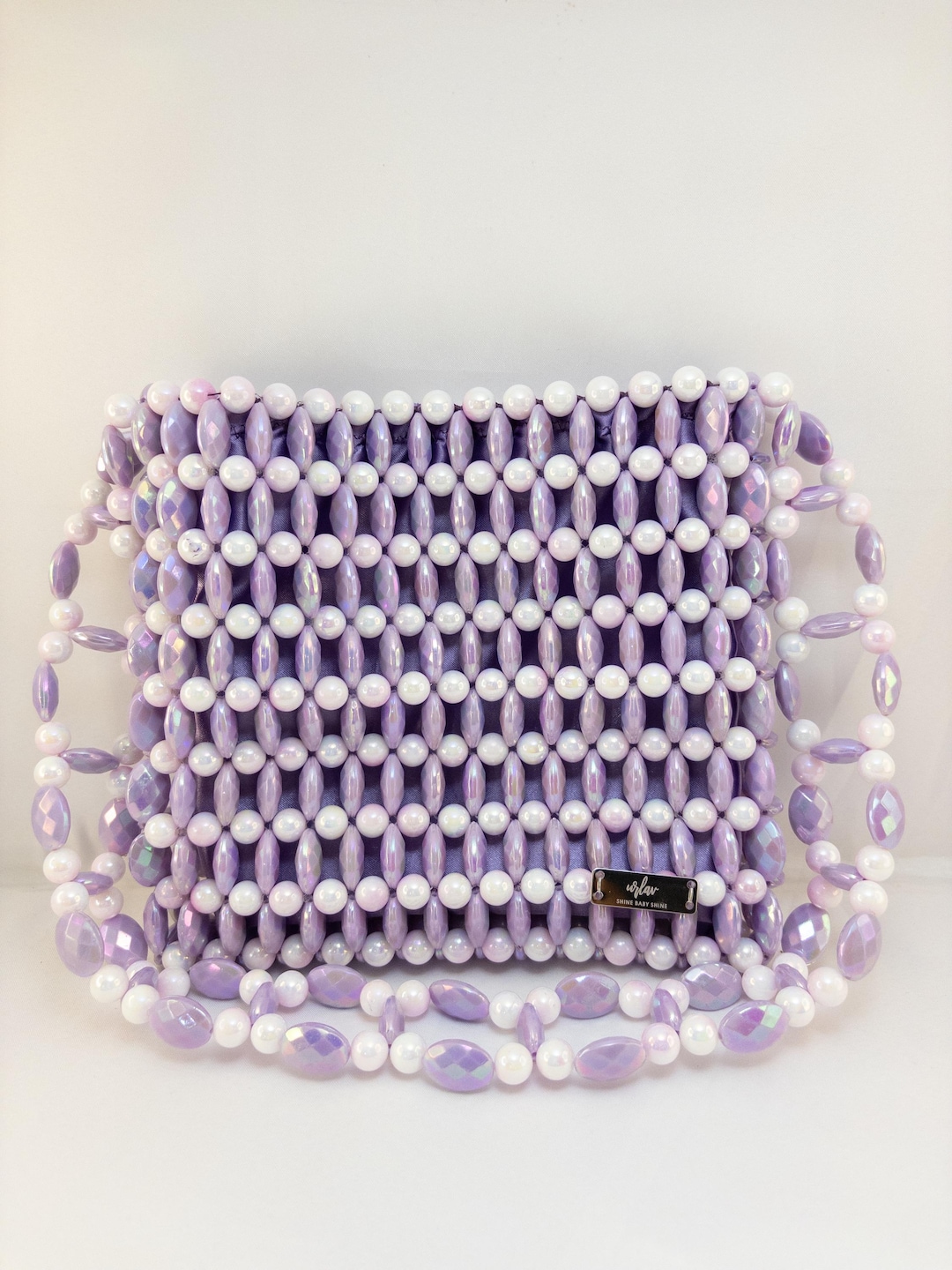 Purpe Violet Bead Bag, Design Bead Bag, Bead Shoulder Bag, Women Bead ...