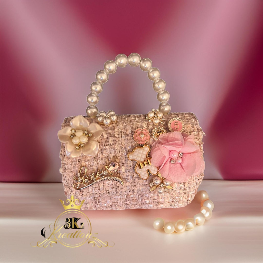 Customized & Personalized Little Girls Pink Pearl Mini Crossbody Bag ...