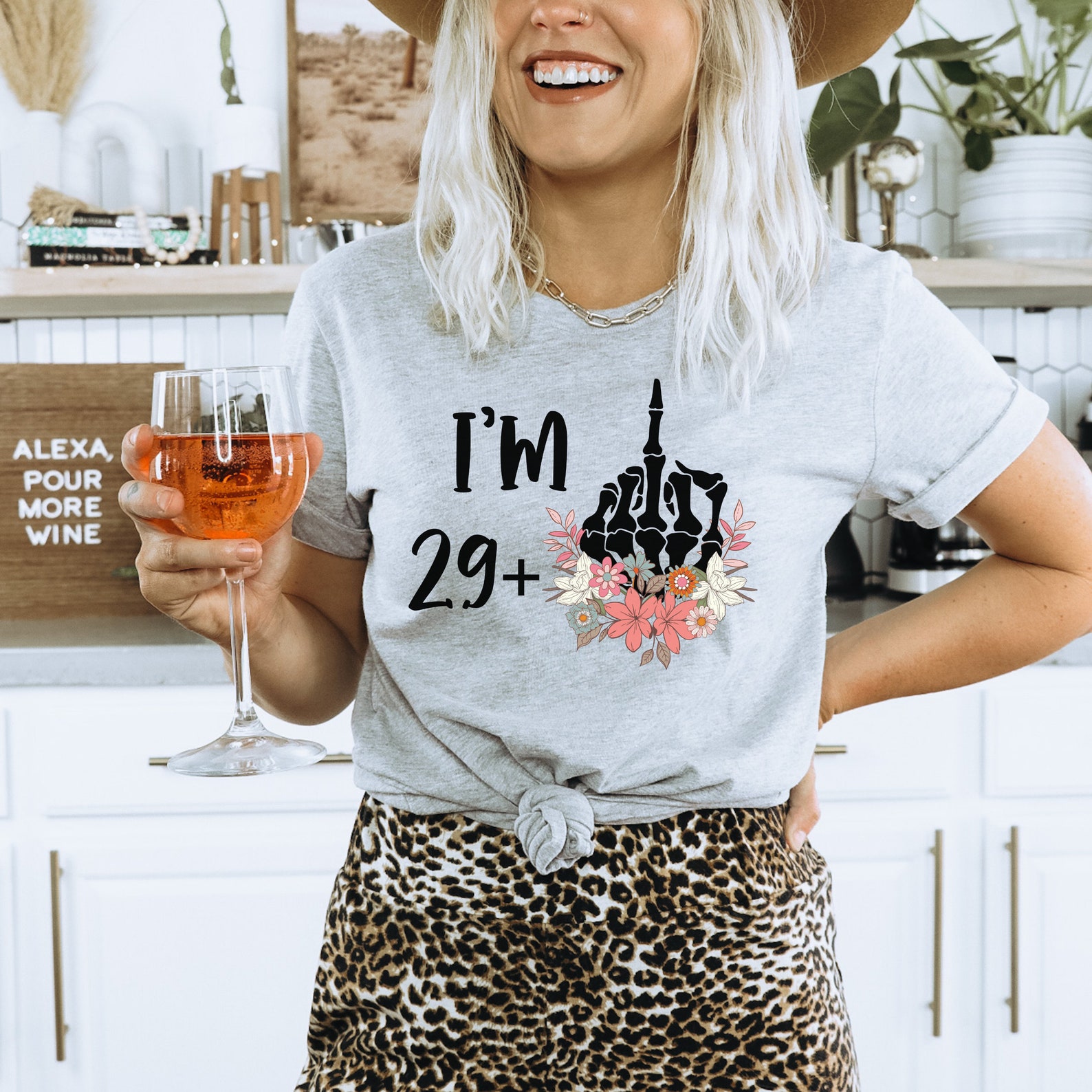 Custom Age Floral Skeleton Hand Birthday Tee, 50th/40/30 Bday T-shirt ...