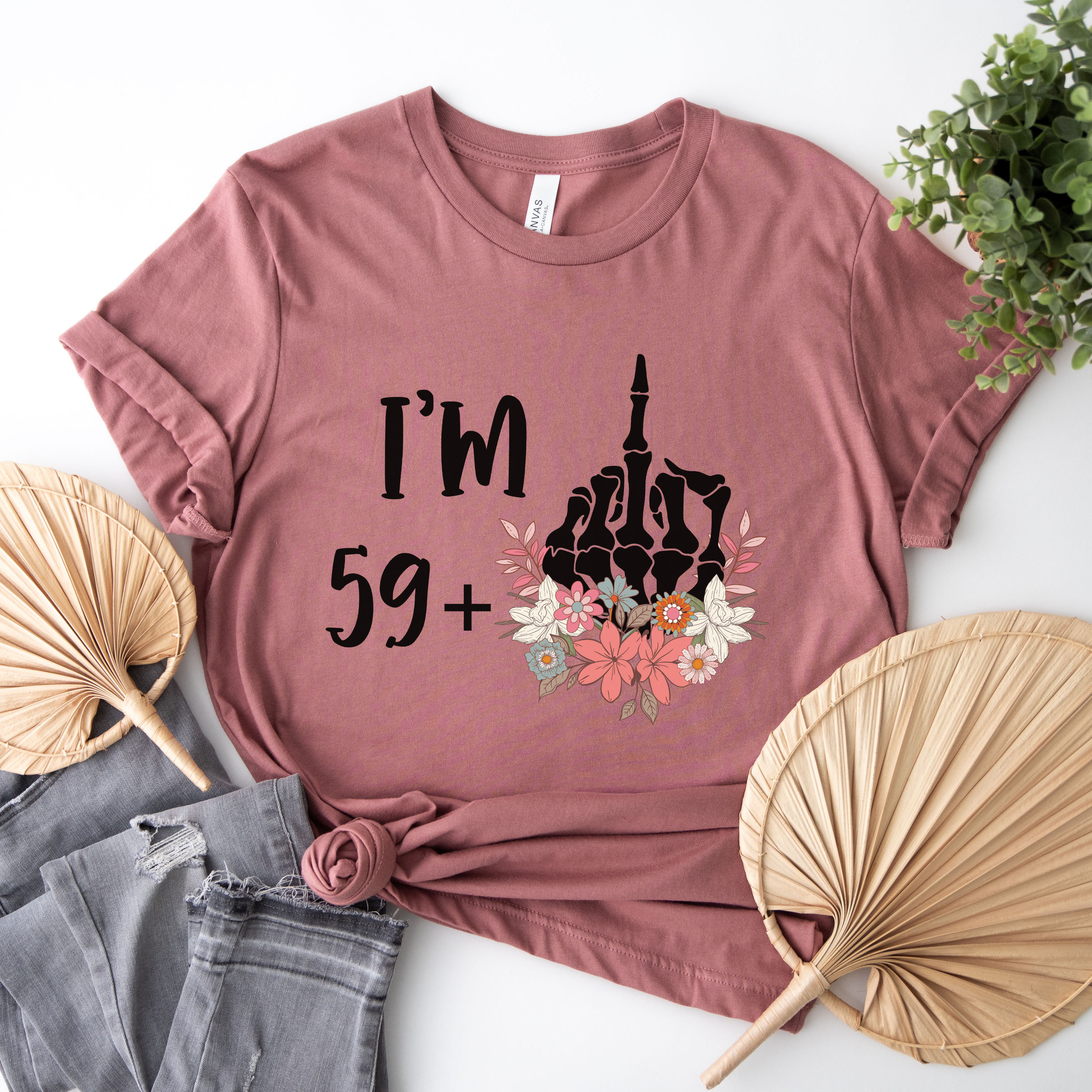 Custom Age Floral Skeleton Hand Birthday Tee, 50th/40/30 Bday T-shirt ...