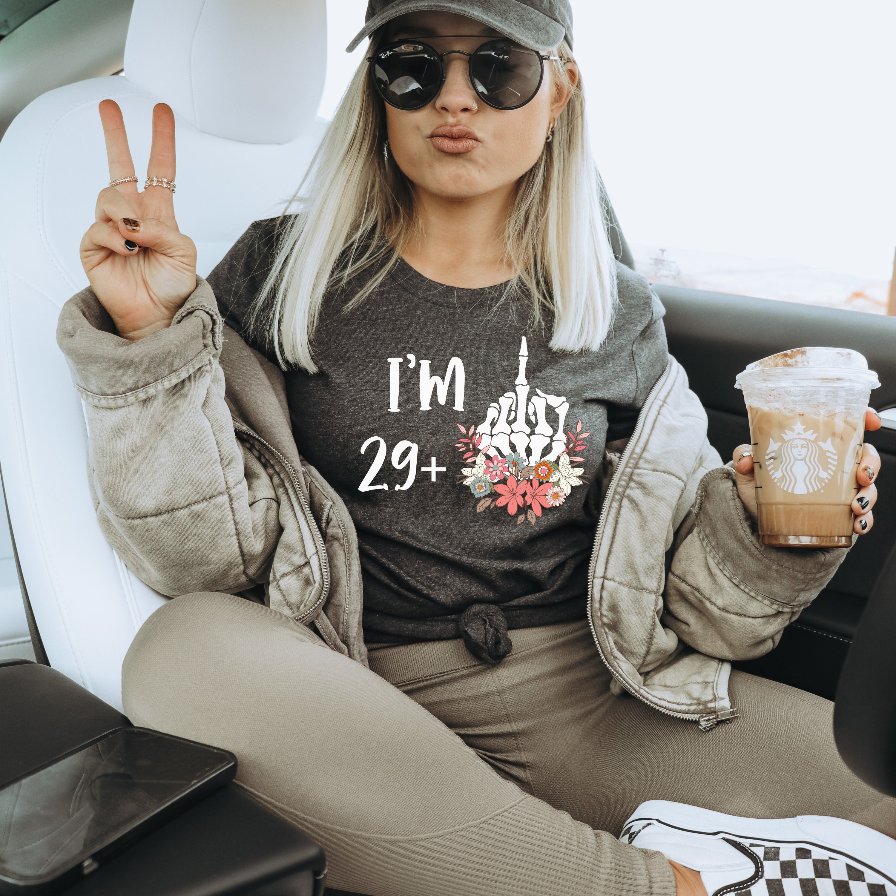 Custom Age Floral Skeleton Hand Birthday Tee, 50th/40/30 Bday T-shirt ...