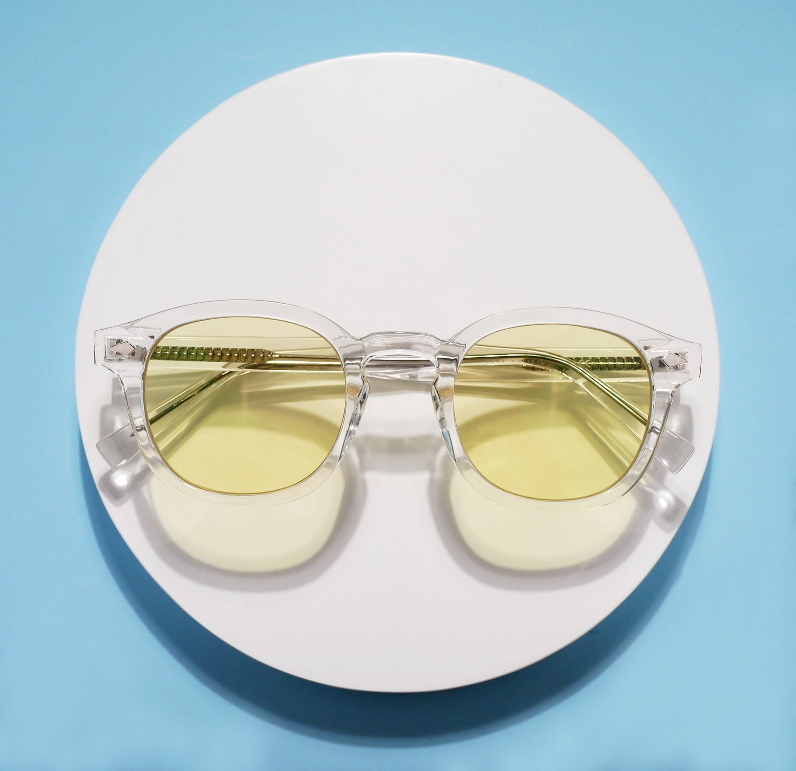 Clear Frame Yellow Lens Glasses, Diamond Rivets, Retro Tinted Shades - Etsy