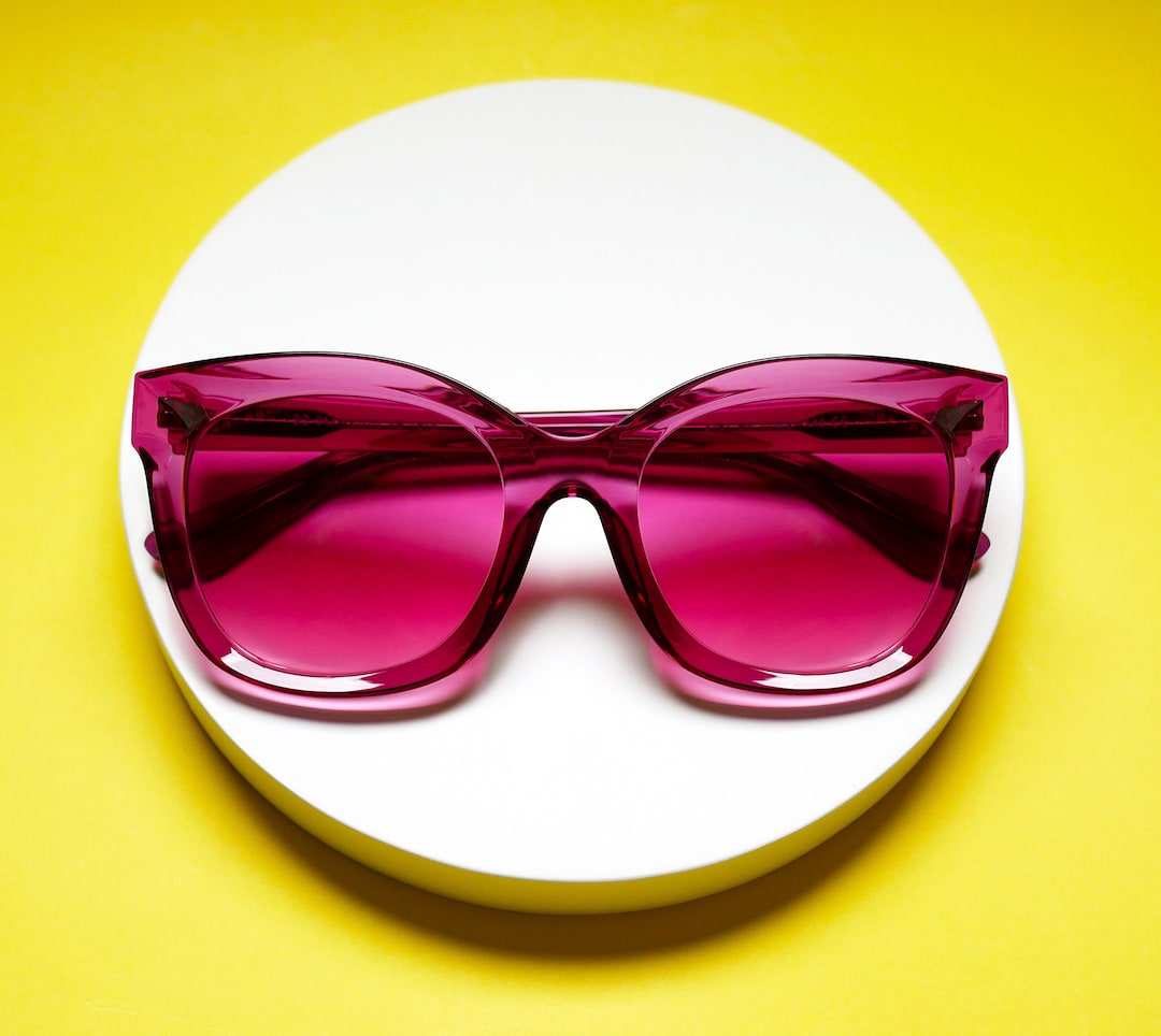 Monochromatic Translucent Berry Pink Sunglasses, Oversized Butterfly ...