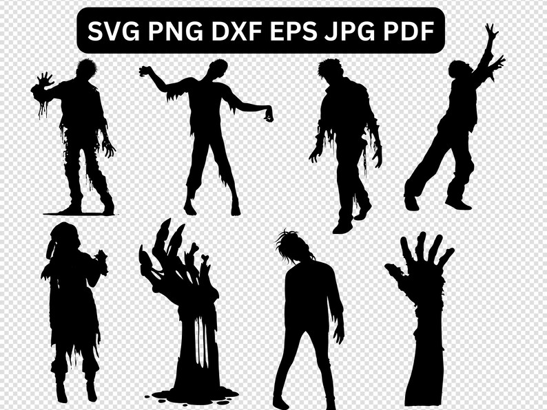Zombie Svg, Zombie Silhouette, Zombie Hands, Halloween Zombie Bundle ...