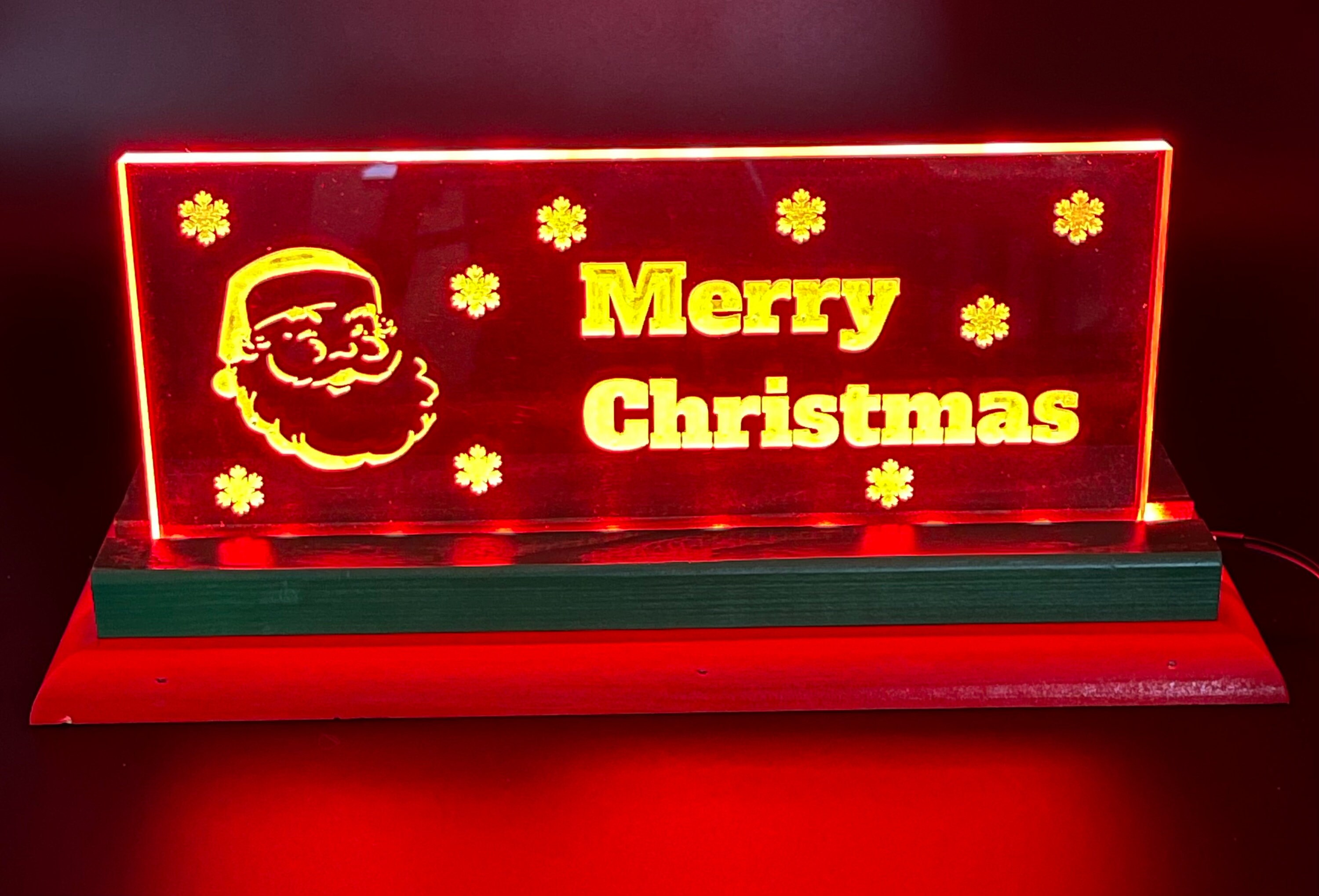 CNC Designs: Christmas Santa LED Sign With Solid Wood Base. - Etsy