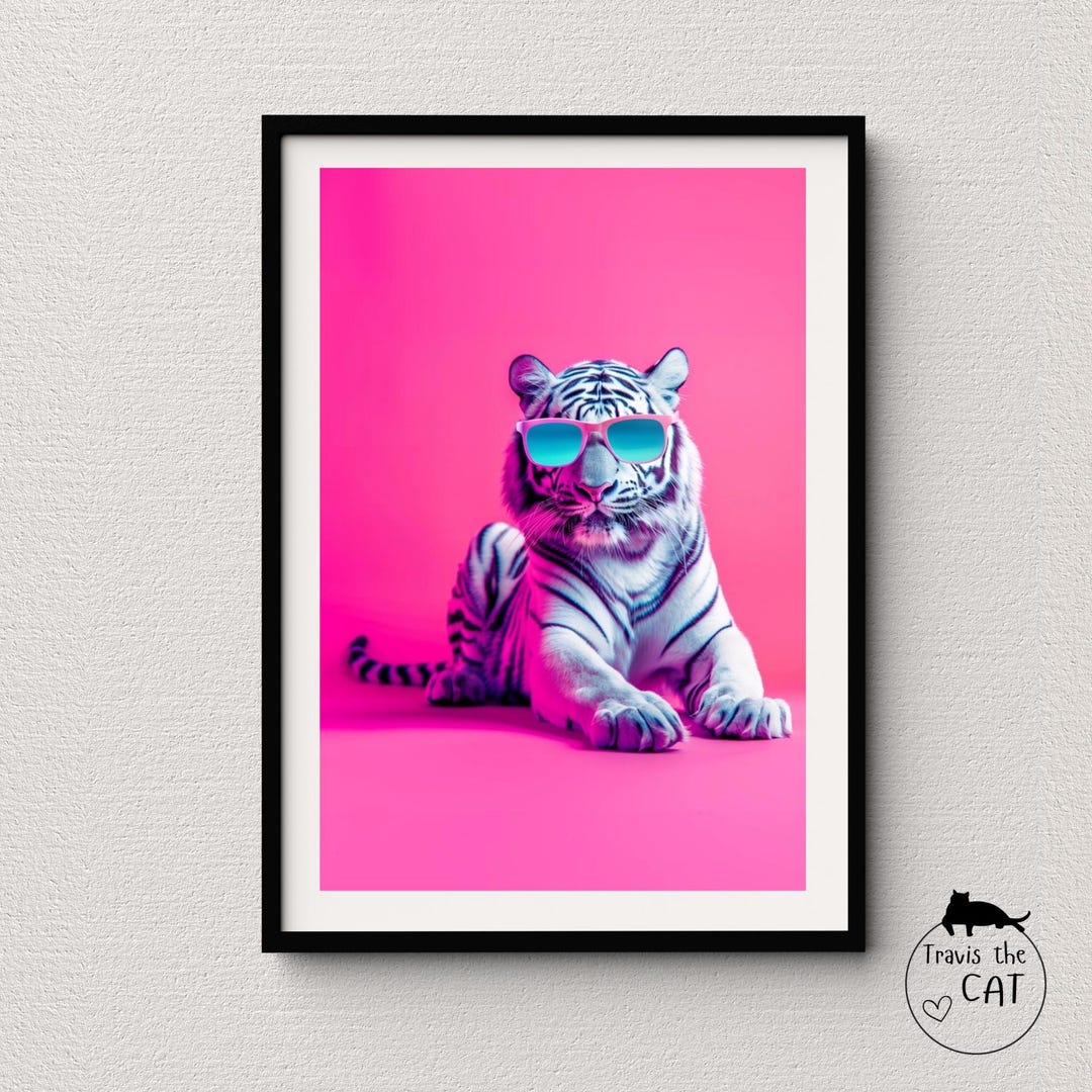 Hot Pink Tiger Art Print | Modern Big Cat Wall Decor - Etsy