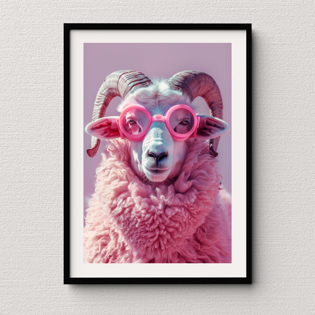 Ram in Pink, Sheep, Chilling | Chill Pink Ram Canvas for Animal ...