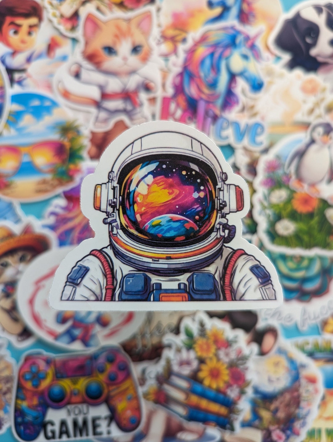 Colorful Cosmic Astronaut Sticker - Etsy
