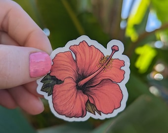 Hibiscus Flower Sticker - Etsy