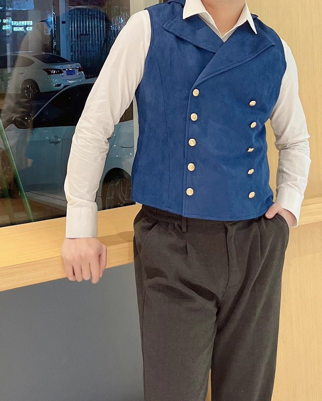 Suede Steampunk Vest Gothic Paisley Victorian Waistcoat Renaissance ...