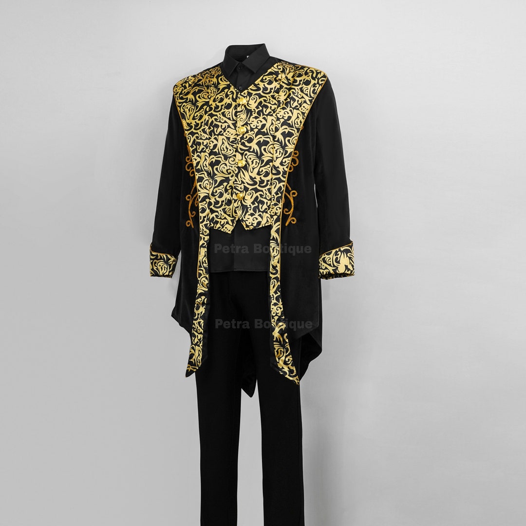 Steampunk Long Vest Robe Gothic Paisley Victorian Waistcoat Renaissance ...