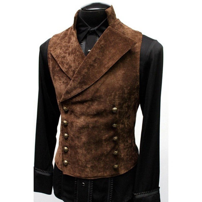 Suede Steampunk Vest Gothic Paisley Victorian Waistcoat Renaissance ...