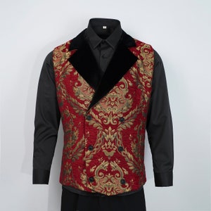 Red Floral Steampunk Vest Gothic Paisley Victorian Waistcoat ...