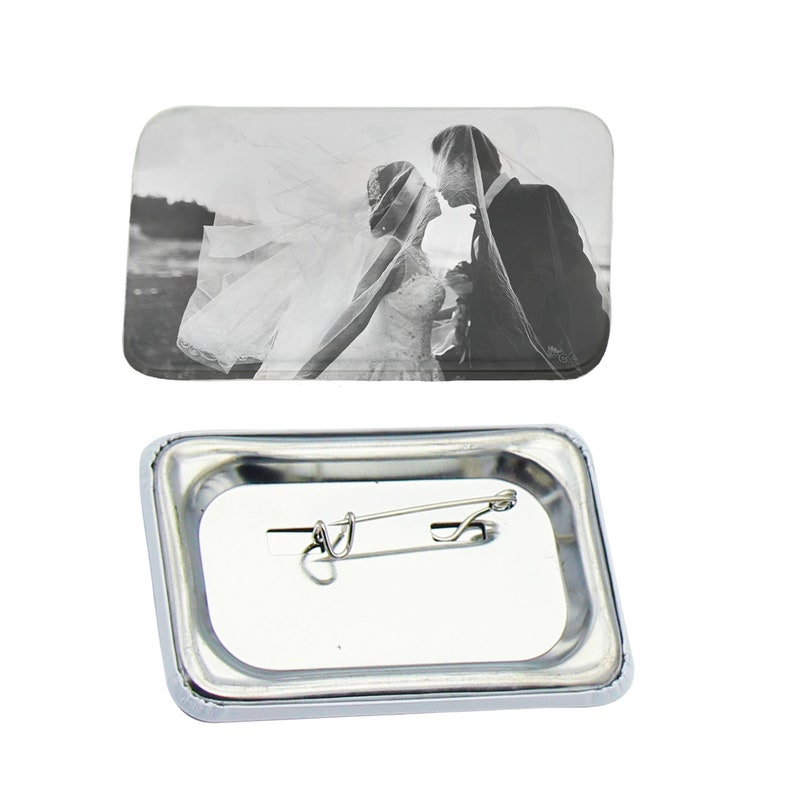50 Photo Pins • 1.5" X 2.25" • Rectangle Custom Pin • Personalized Gift ...