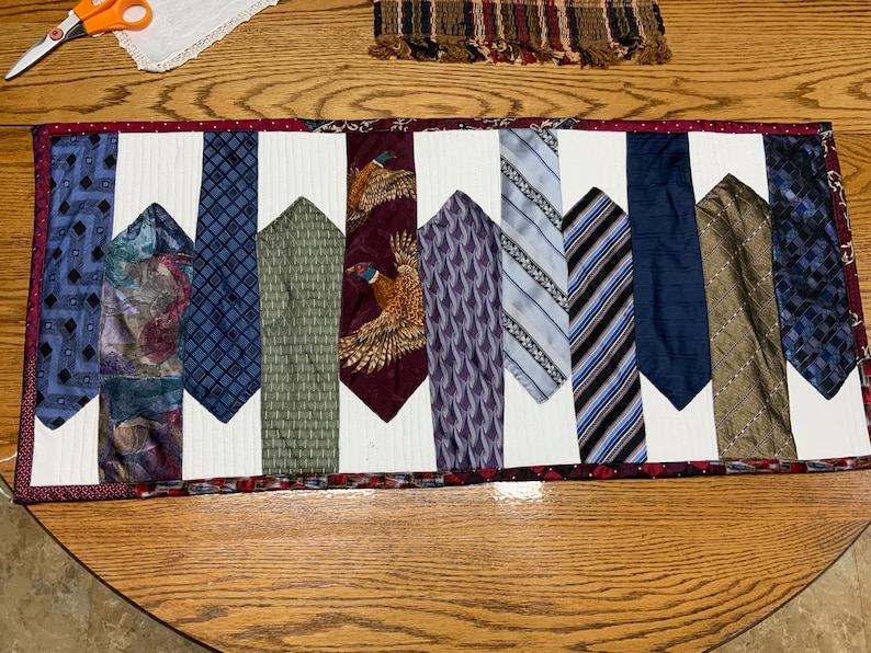Tie Tablerunner Upcycled. 16x35 - Etsy