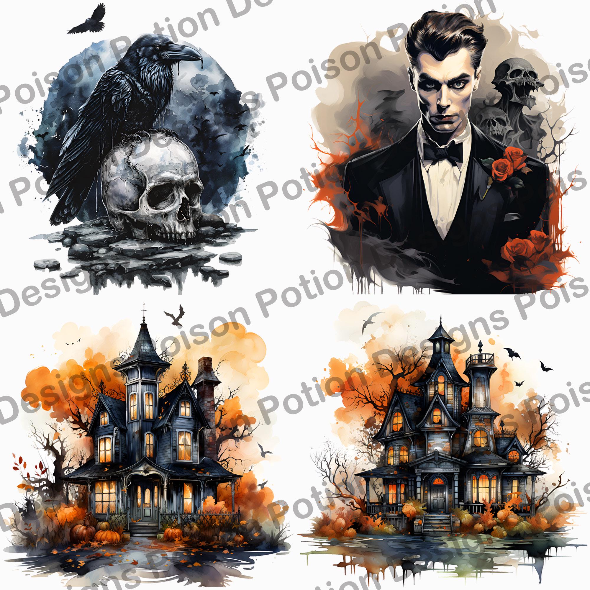 Spooky Season Clipart, Gothic Halloween PNG Clip Art, Witch, Monster ...