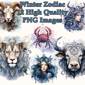 Winter Zodiac Clipart, Astrology Watercolor PNG Clip Art, Taurus ...