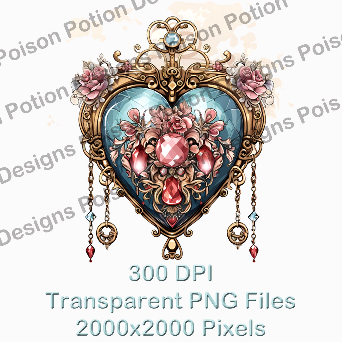 Victorian Heart Lock and Key Clipart, Vintage Valentine's Day PNG Clip ...