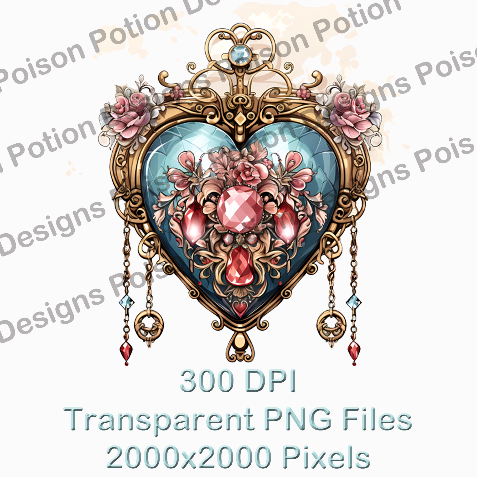 Victorian Heart Lock and Key Clipart, Vintage Valentine's Day PNG Clip ...