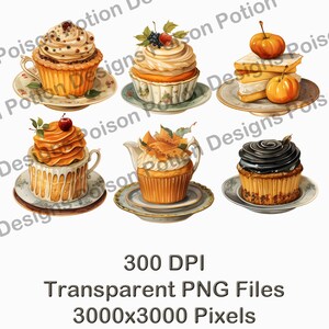 Fall Holiday Sweets Clipart, Retro Food PNG Clip Art, Thanksgiving Cake ...