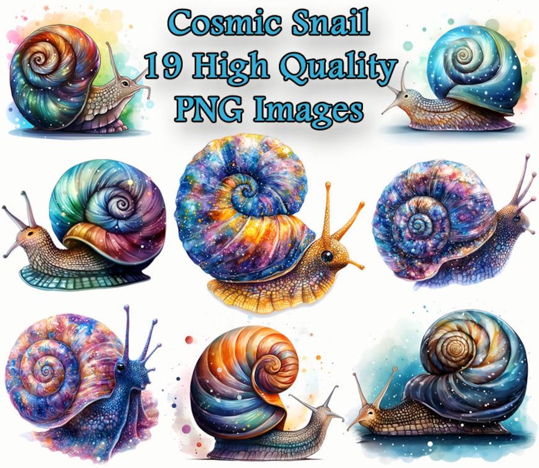 Cosmic Snail Clipart, Fantasy Watercolor PNG Clip Art, 300 DPI ...