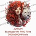 Beautiful Red Headed Wolf Queen Clipart, Fantasy Watercolor PNG Clip ...