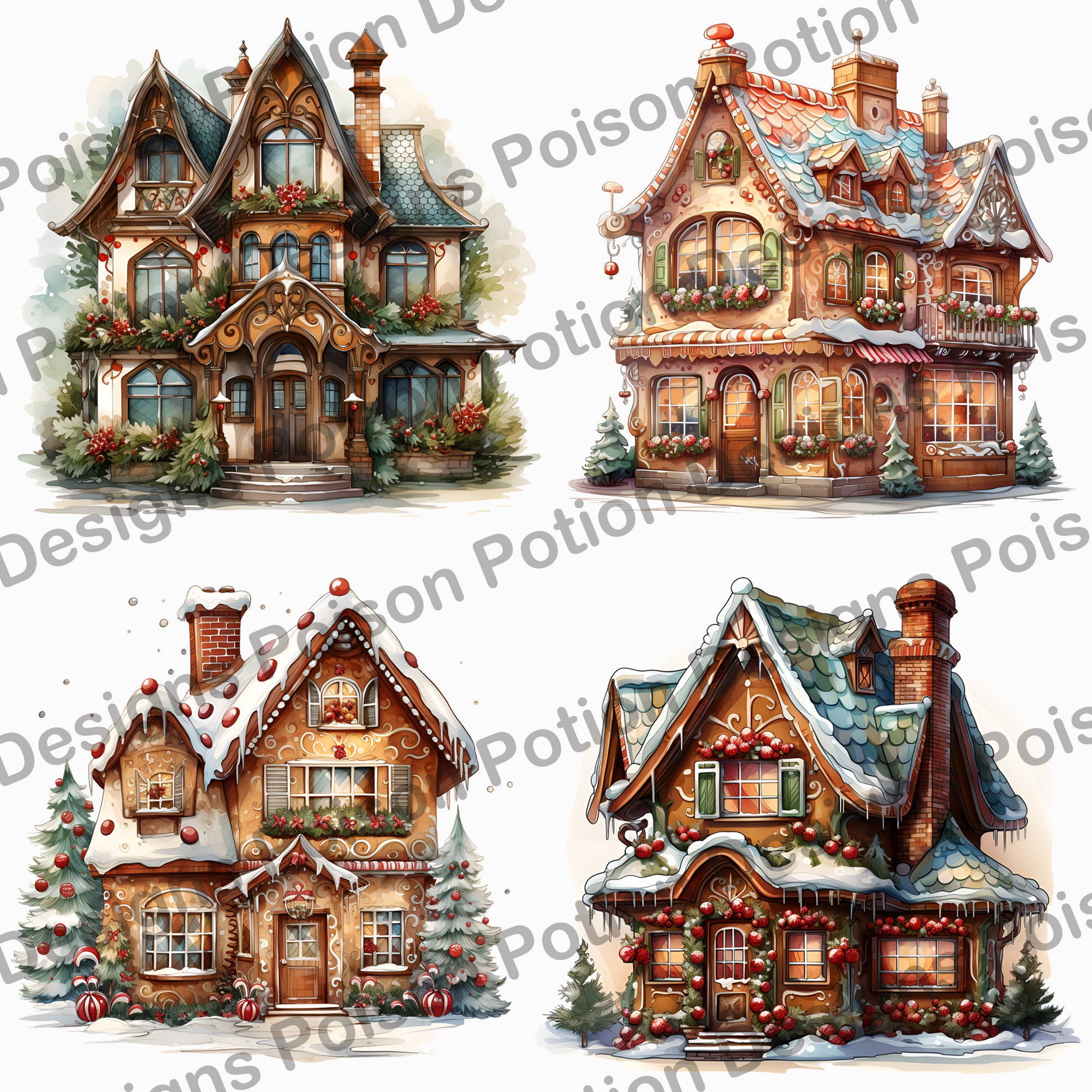 Christmas Winter House Clipart, Outdoor Scenery Illustrative PNG Clip ...