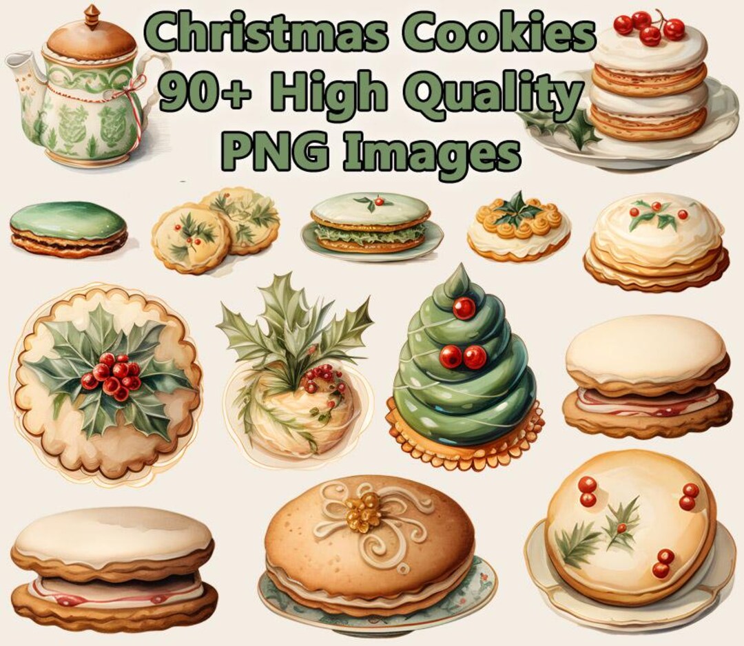 Christmas Cookies Clipart, Winter Holiday PNG Clip Art, Victorian ...