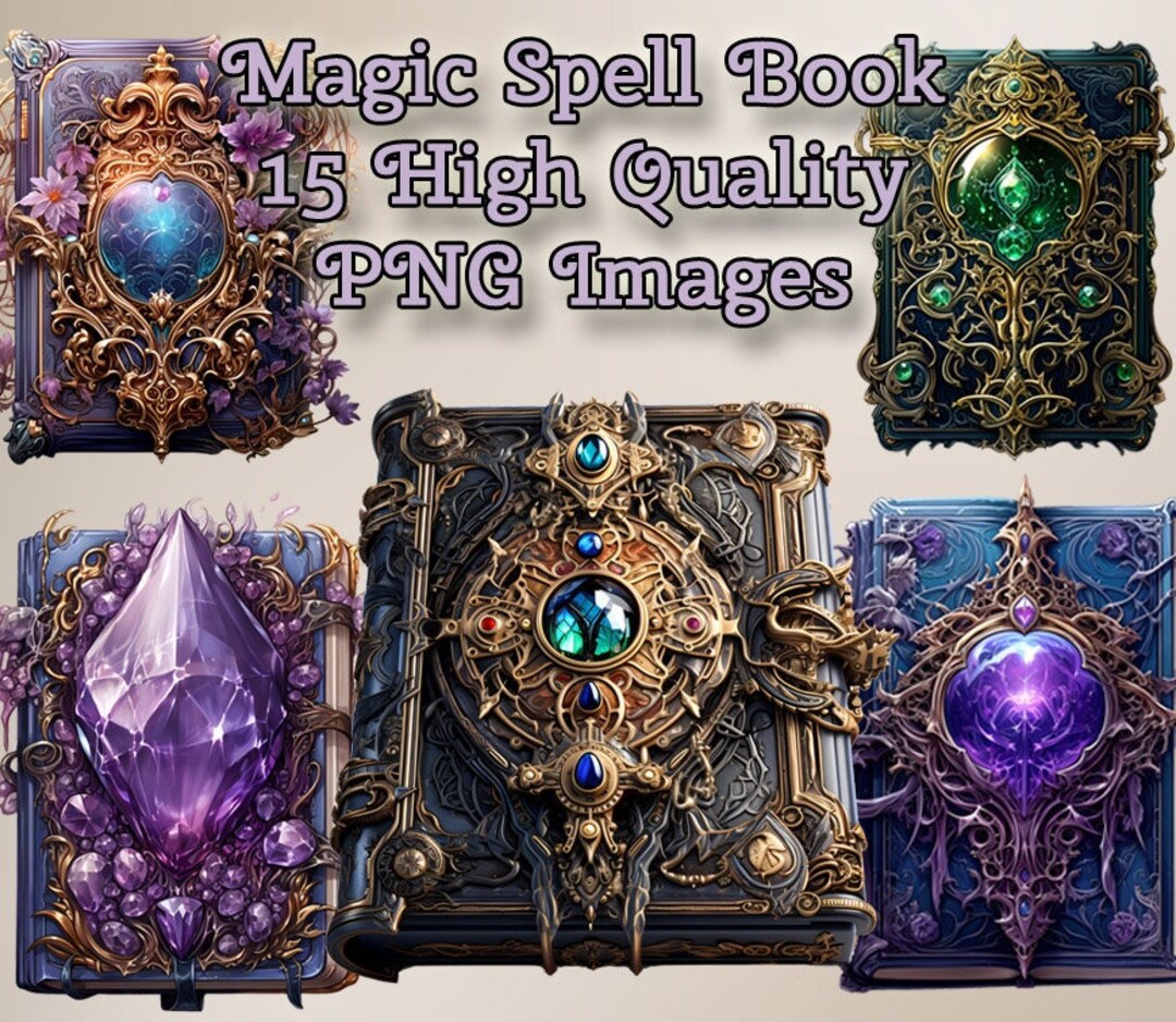 Ornate Magic Spell Book Clipart, Fantasy Witch and Wizard PNG Clipart ...