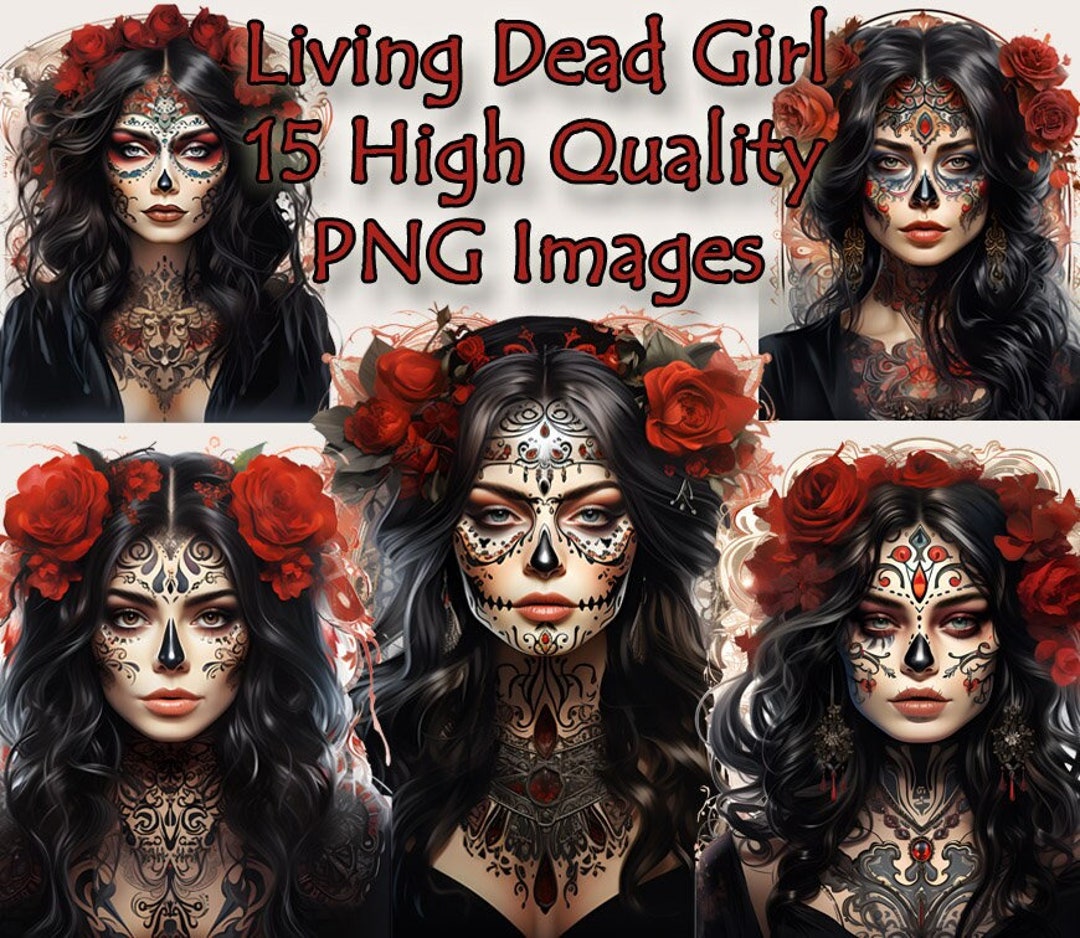 Living Dead Girl Clipart Day of the Dead Goth Watercolor PNG - Etsy