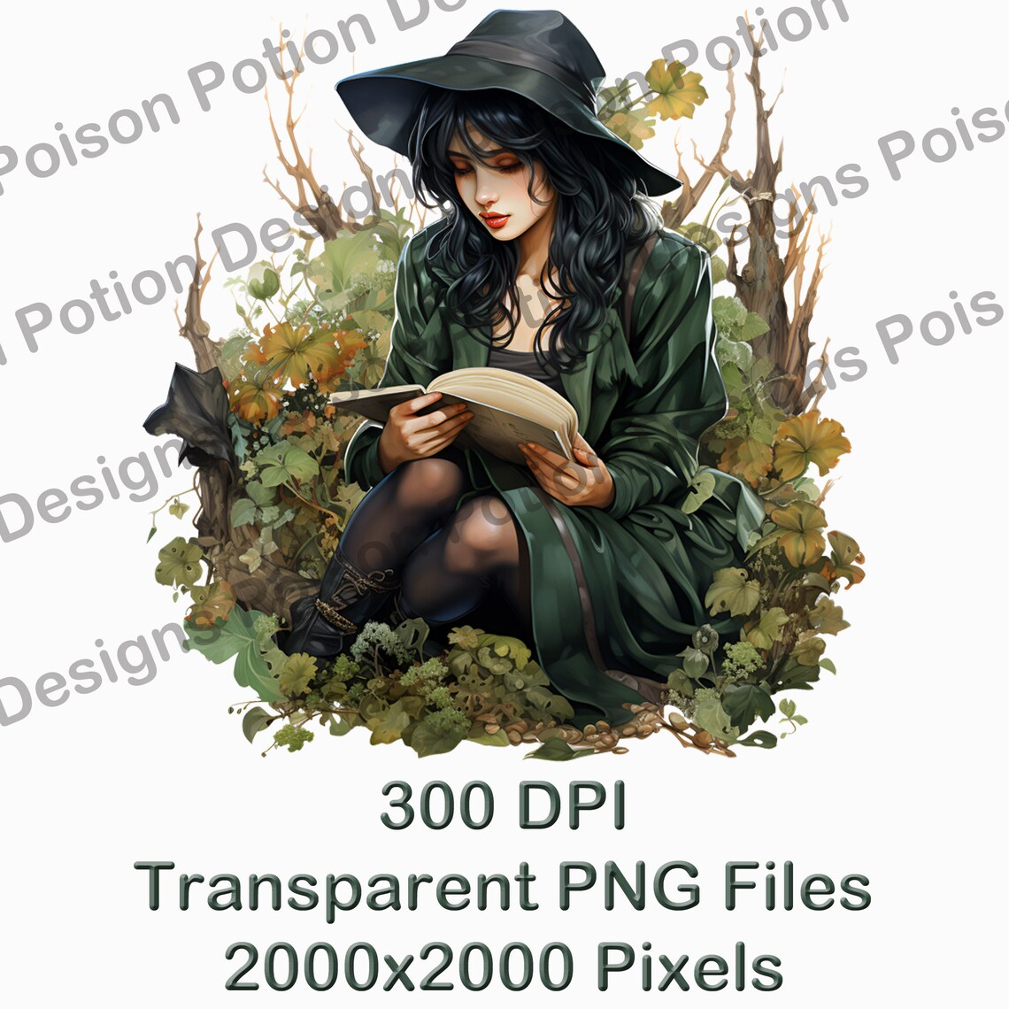 Witchy Woman Clipart, Fantasy Watercolor PNG Clip Art, Fortune Teller ...