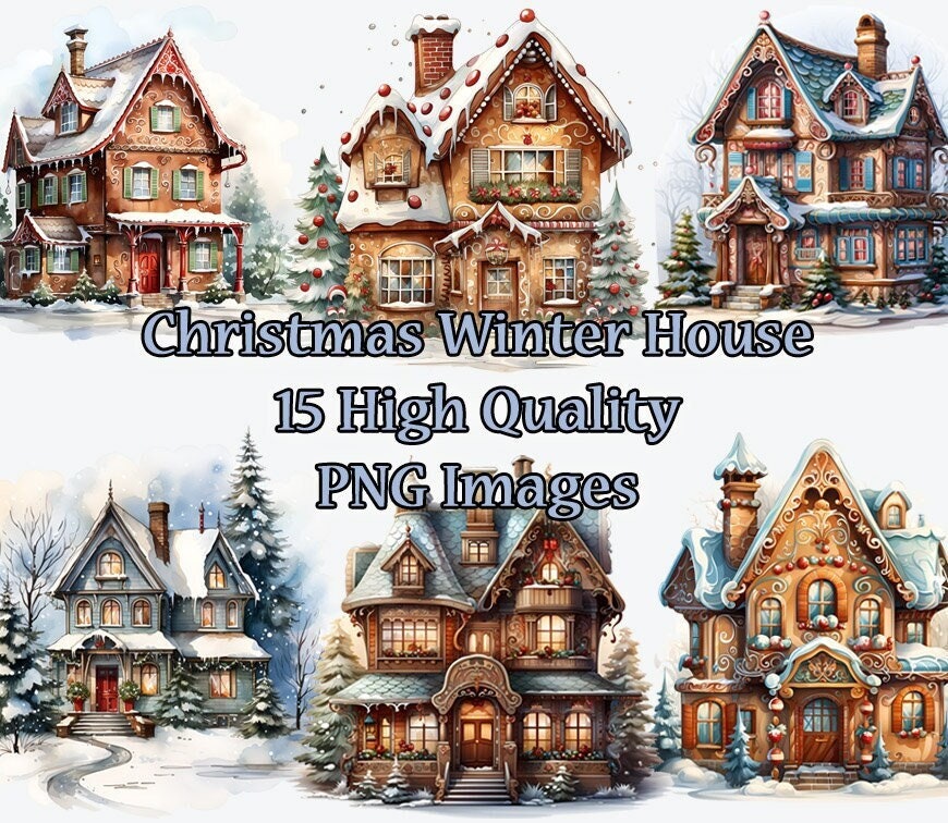 Christmas Winter House Clipart, Outdoor Scenery Illustrative PNG Clip ...