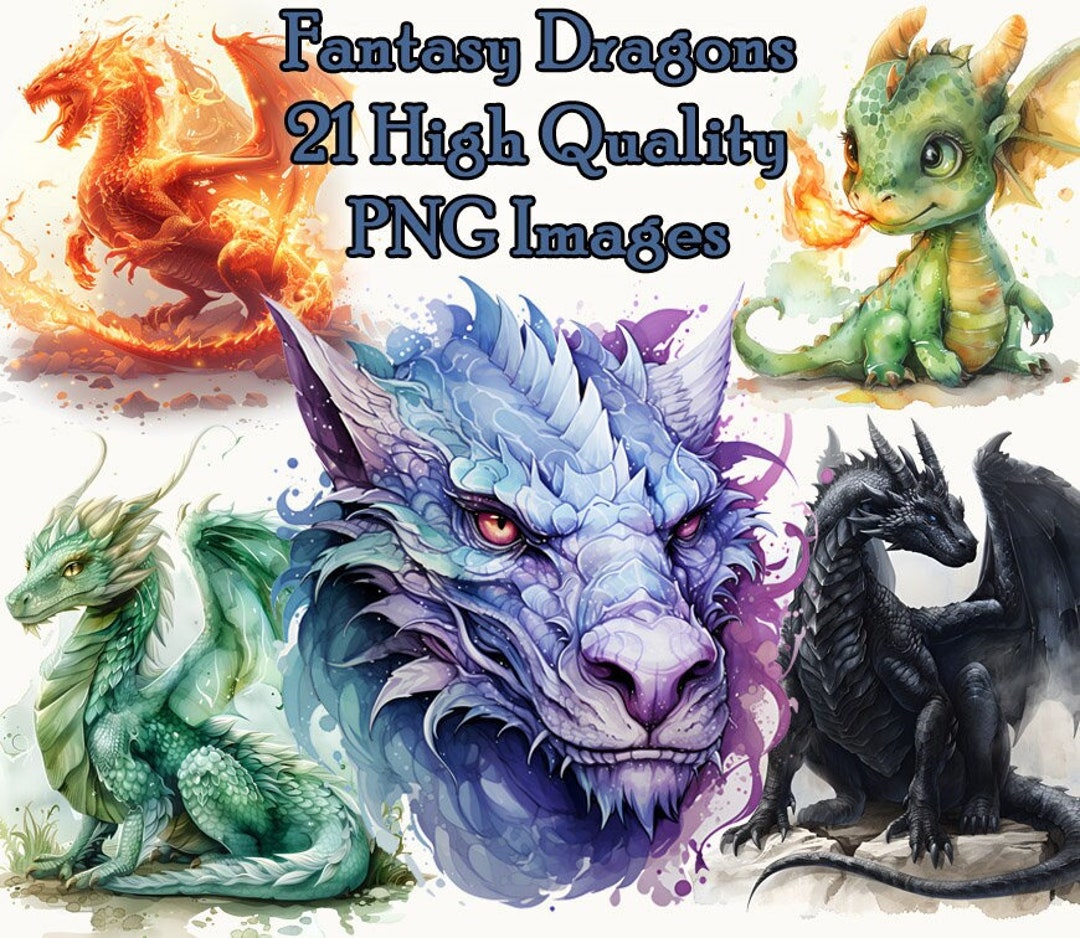 Fantasy Dragon Clipart, Mythical Watercolor PNG Clip Art, Hatchling ...