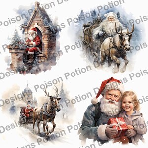 Classic Santa Claus Clipart, Vintage Christmas Watercolor PNG Clip Art ...