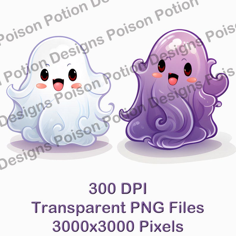 Colourful Kawaii Ghost Clipart, Cute Halloween PNG Clip Art, 50+ Images ...