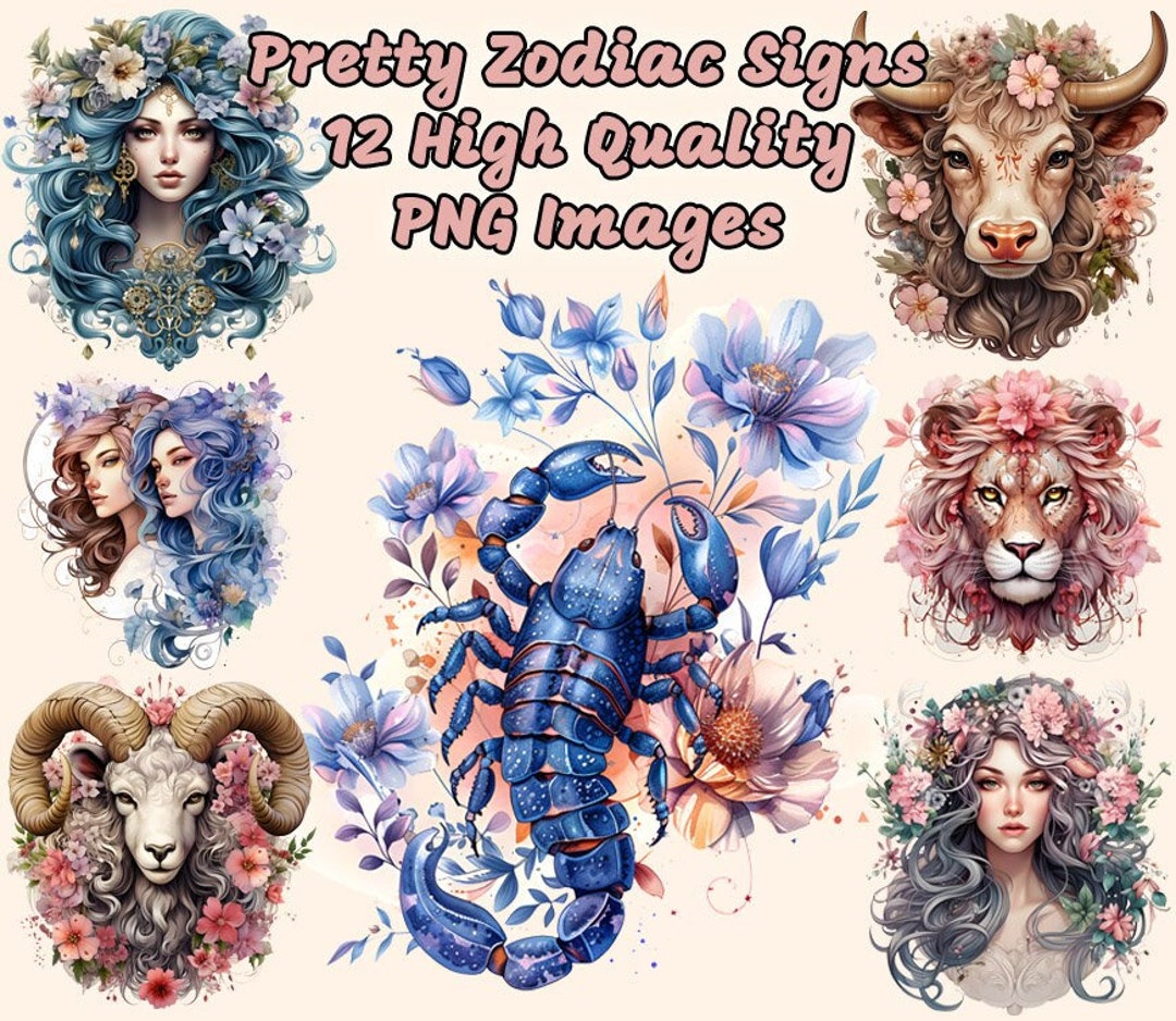 Pretty Zodiac Signs Clipart, Astrology Watercolor PNG Clip Art, Leo ...