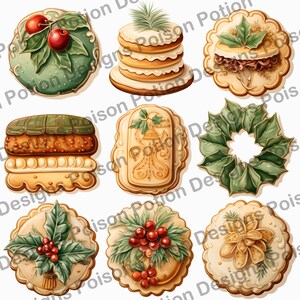 Christmas Cookies Clipart, Winter Holiday PNG Clip Art, Victorian ...