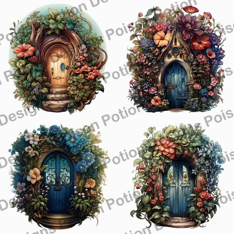 Fairy Door Clipart, Fantasy Watercolor PNG Clipart, Magical Forest Door ...