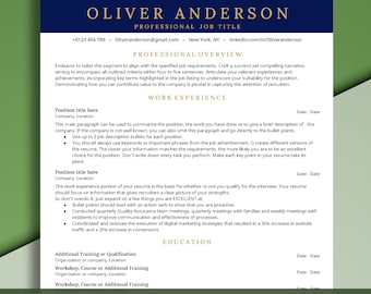 Modern ATS Resume Template for Word and Google Docs, Professional Cv ...