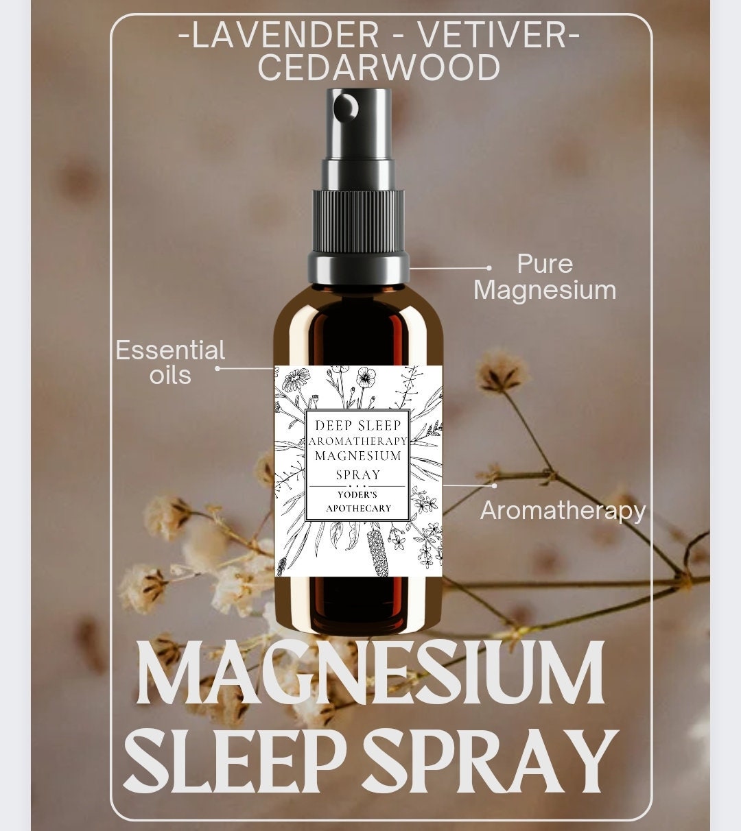 Sleep Magnesium Spray Aromatherapy Lavender Vetiver Cedarwood Topical ...